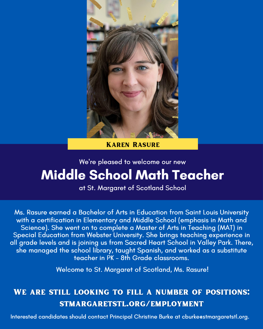 Welcome, Ms. Rasure! | Saint Margaret of Scotland